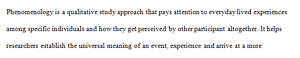 [Solved] Write a 4 pages phenomenological research plan that outlines ...